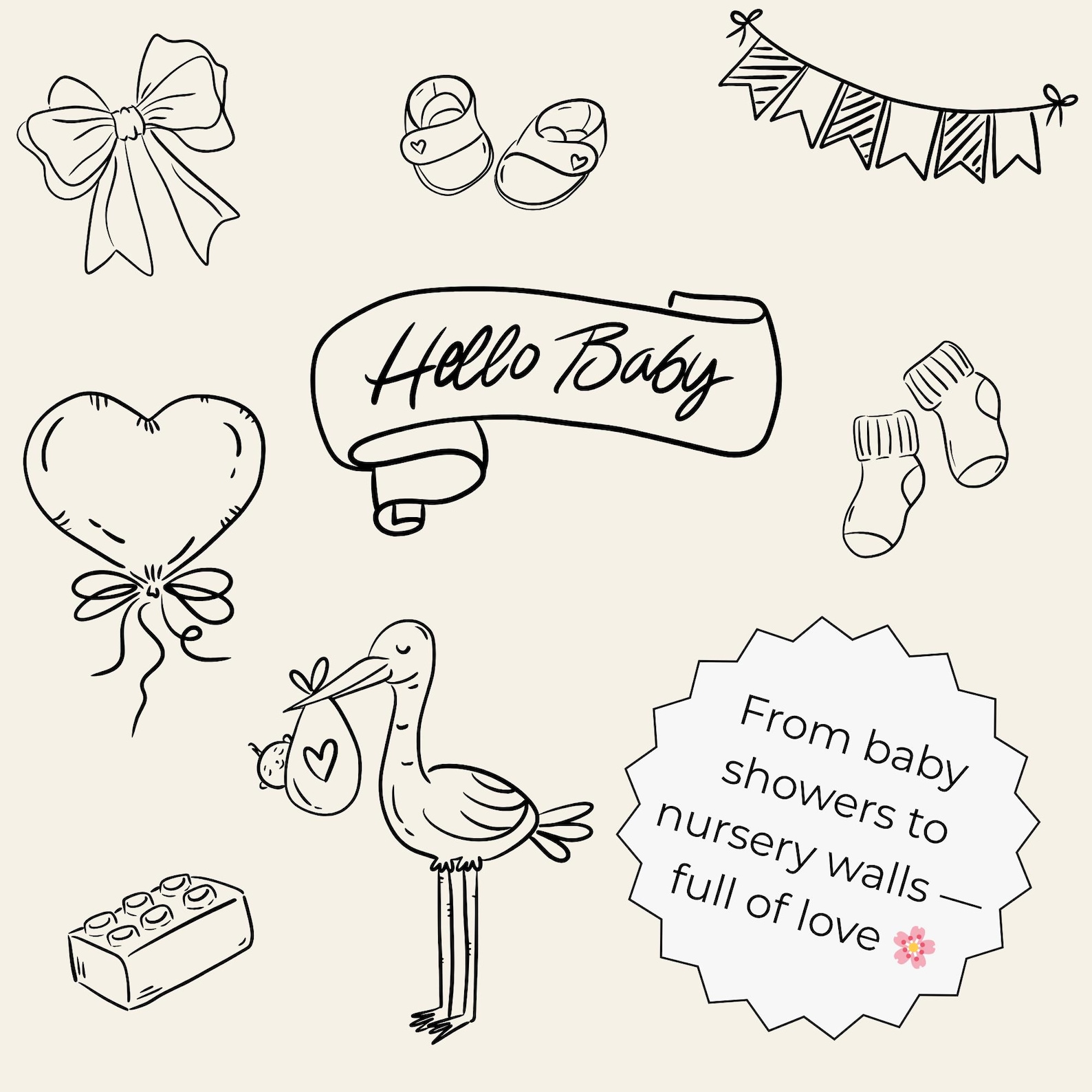 Hand-drawn Baby Clipart Icons: 70+ Baby Shower Doodles (SVG, PNG, PDF ...