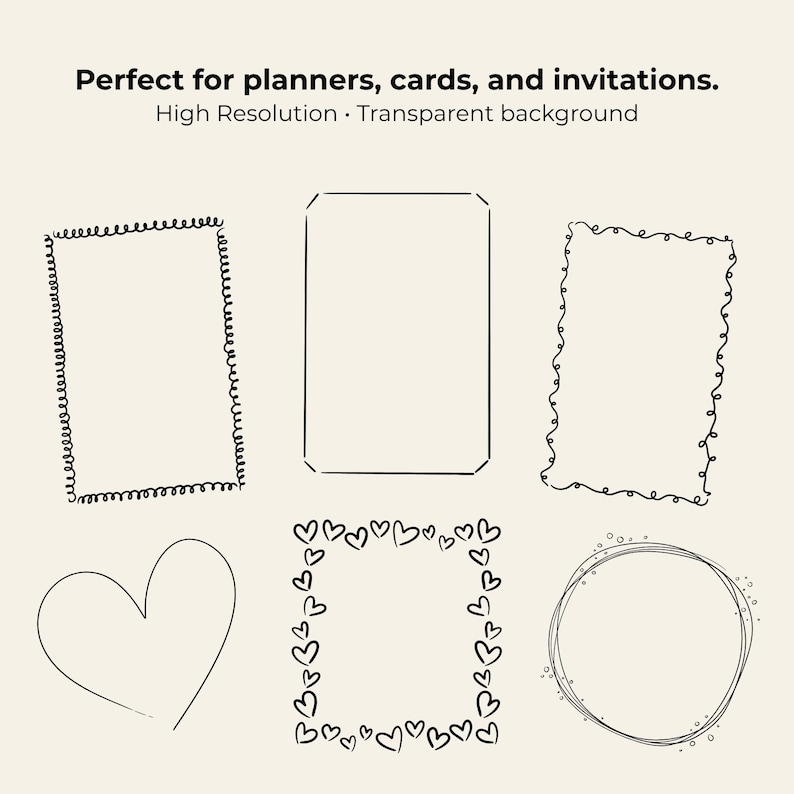 Hand-drawn Frames & Borders Clipart Set: 80+ Commercial Use Border ...