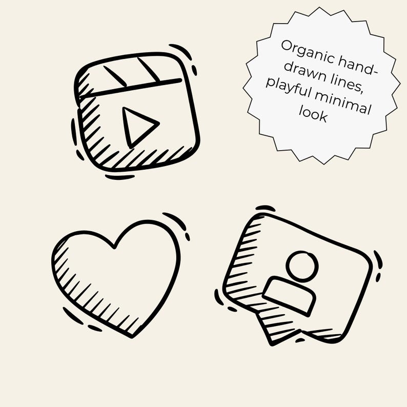 Hand Drawn Social Media Icons Cliparts | Instagram Tiktok Doodles | PNG ...