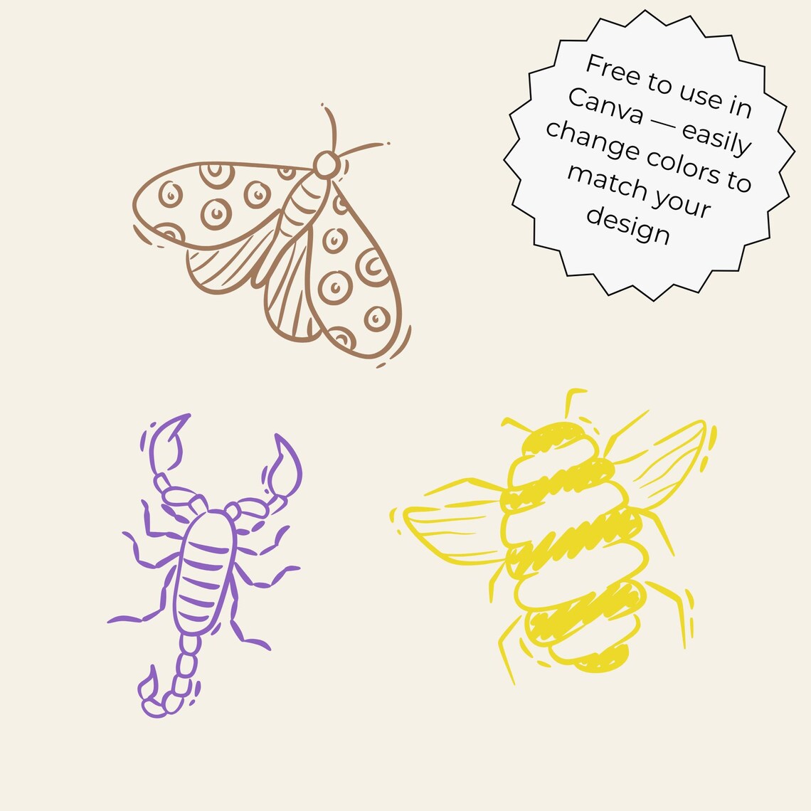 Hand-drawn Bugs Doodle Clipart Set | Line Art Insect Illustrations ...