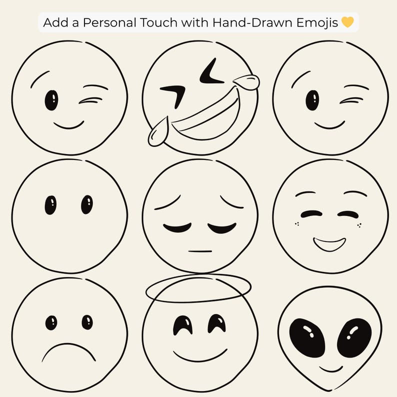 Hand-drawn Emoji Clipart Icons: Commercial Use Doodles (PNG, SVG, PDF ...