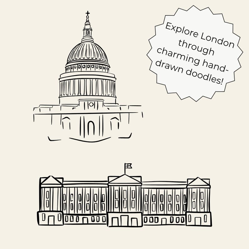 Hand-drawn London Clipart Set | UK Travel Doodles | Commerical Use PNG ...