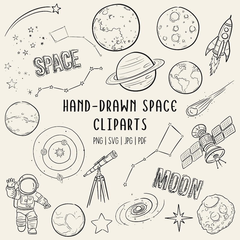 Space Clipart Line - Etsy