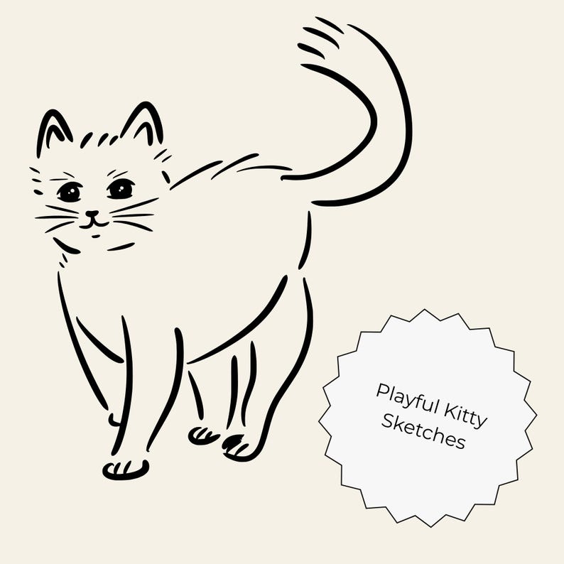 Hand-drawn Cat Doodle Clipart: 65+ Kitty Sketches (PNG SVG PDF ...