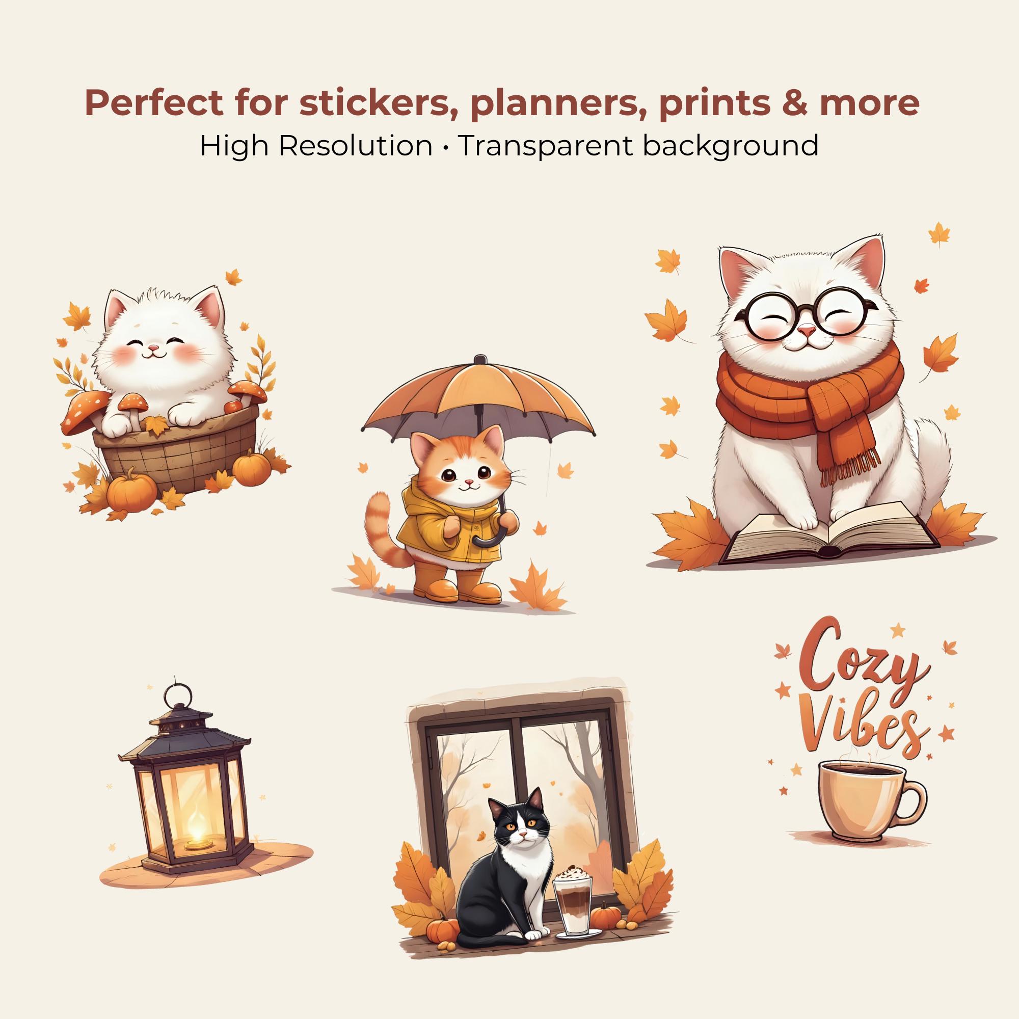 Fall Cat Clipart Set: Autumn Cats, Pumpkins (PNG JPG PDF) - Etsy