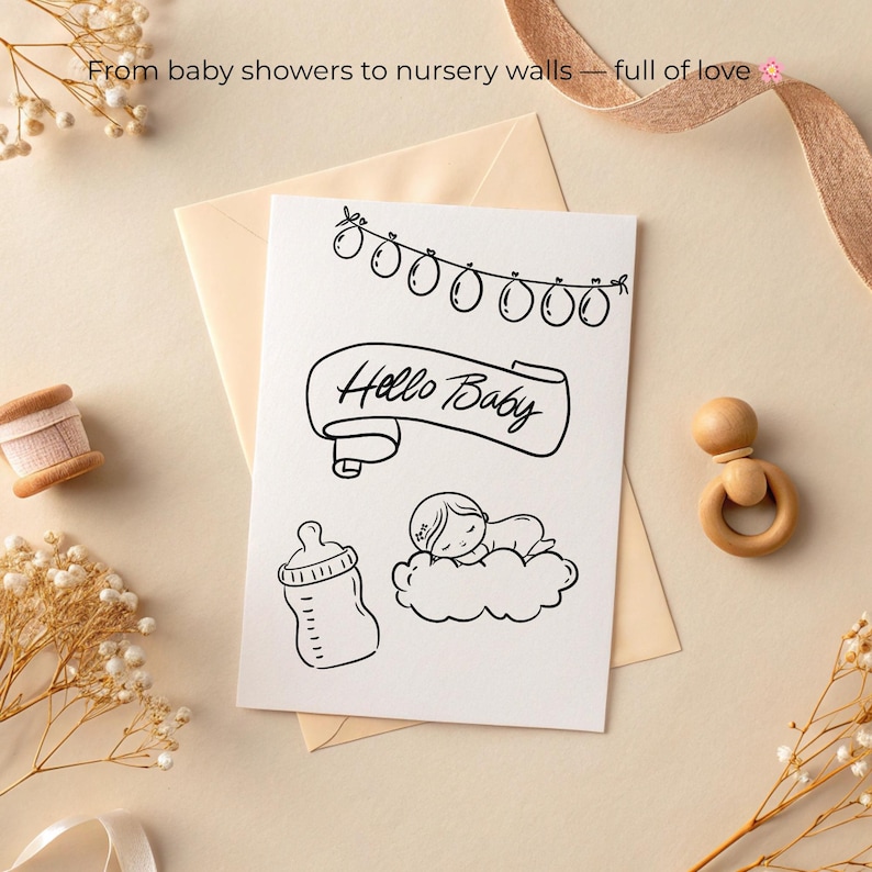 Hand-drawn Baby Clipart Icons: 70+ Baby Shower Doodles (SVG, PNG, PDF ...