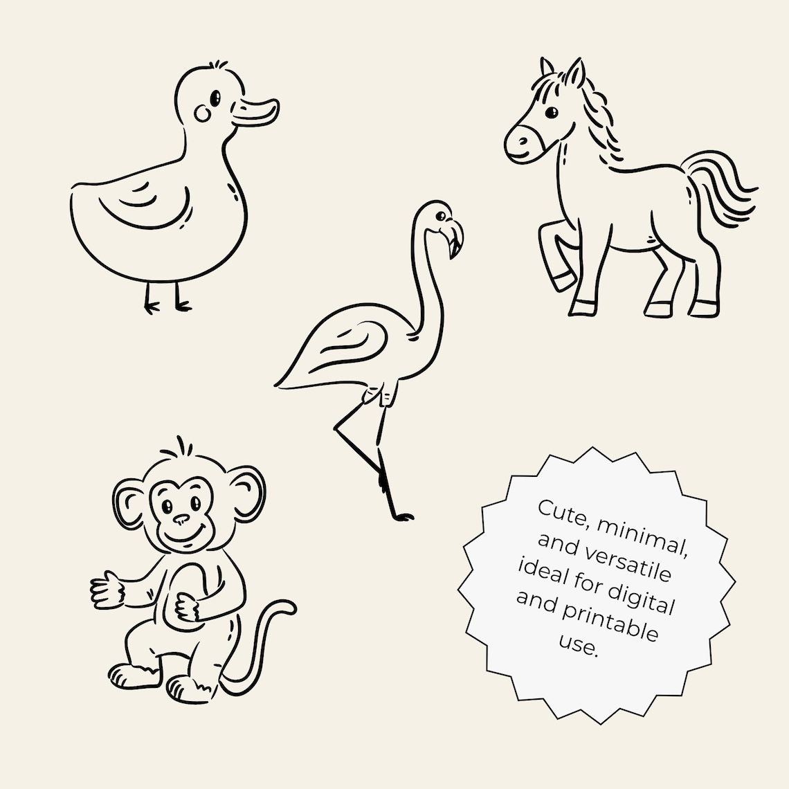 Hand-drawn Animal Doodle Cliparts | Commerical Use | PNG SVG PDF - Etsy