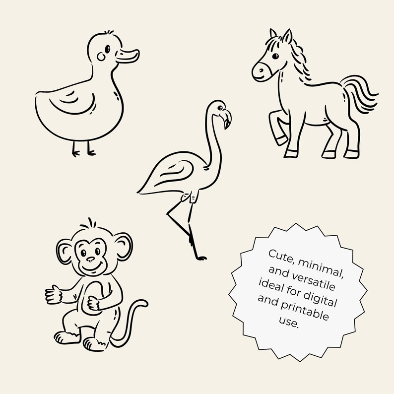 Hand-drawn Animal Doodle Cliparts | Commerical Use | PNG SVG PDF - Etsy