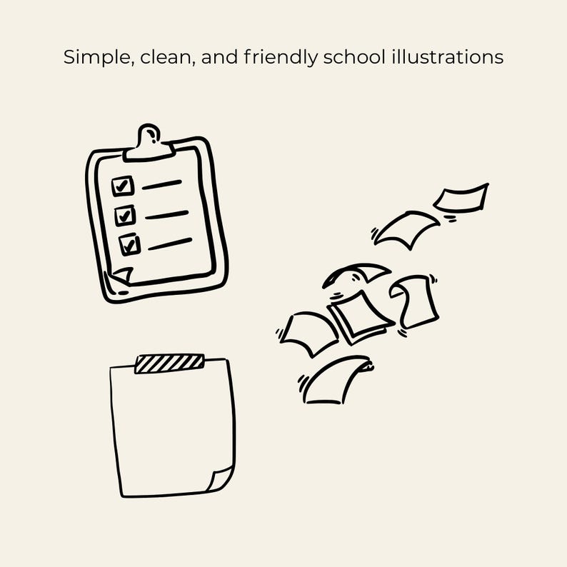 Hand Drawn School Clipart Set | Back to School Illustrations | PNG SVG ...