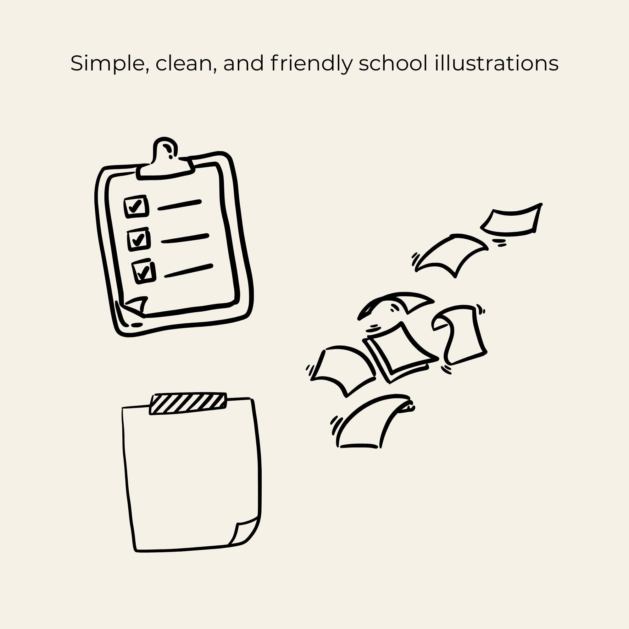 Hand Drawn School Clipart Set | Back to School Illustrations | PNG SVG ...