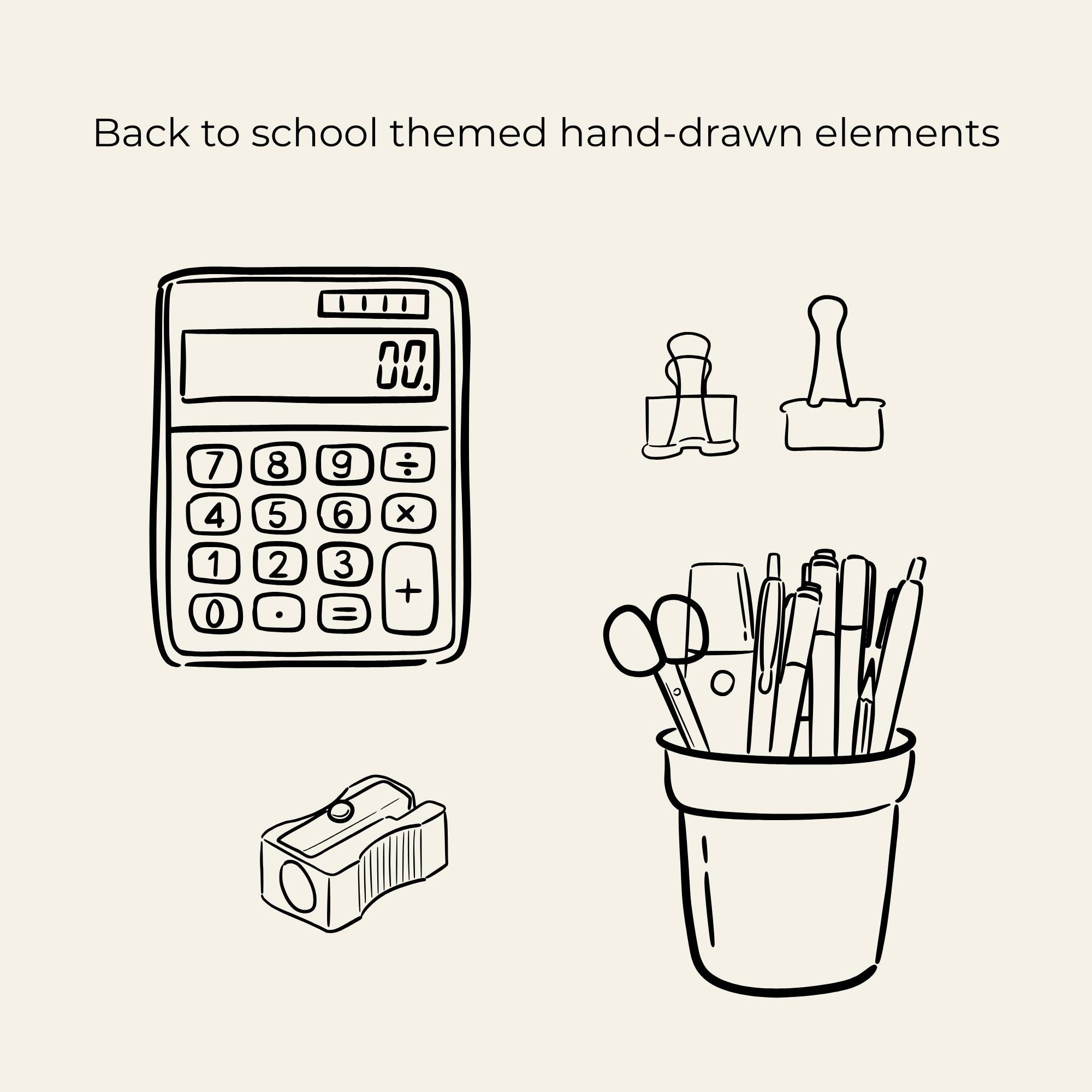 Hand Drawn School Clipart Set | Back to School Illustrations | PNG SVG ...