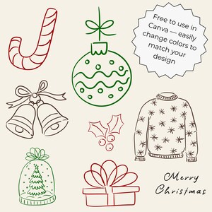 Hand-drawn Christmas Clipart Icons: 80 Holiday Doodles (PNG, SVG, PDF ...