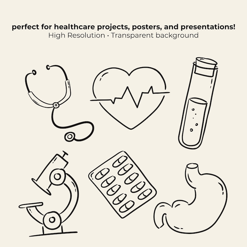 Hand-drawn Medical Clipart Icons | Healthcare Doodles | PNG SVG PDF ...