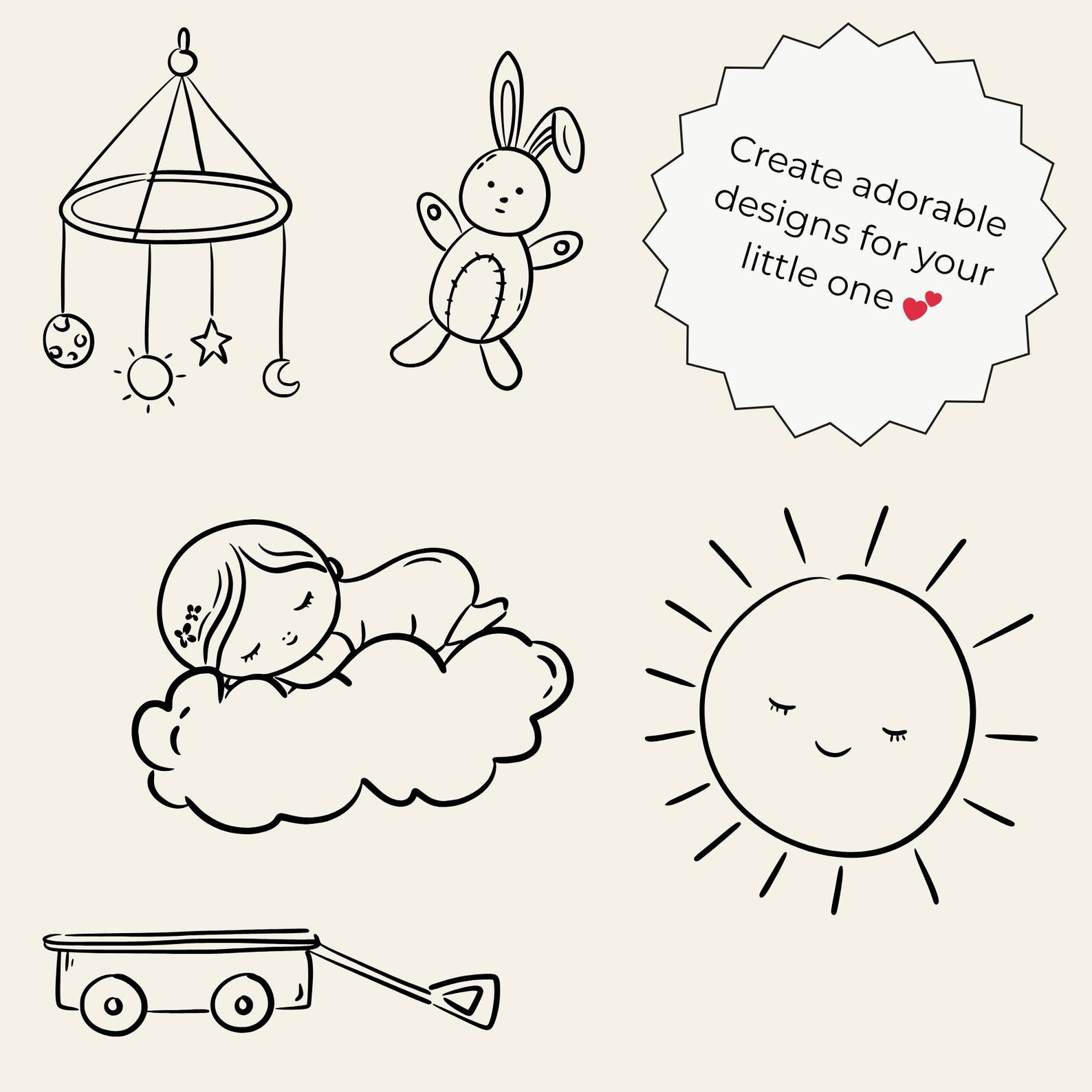Hand-drawn Baby Clipart Icons: 70+ Baby Shower Doodles (SVG, PNG, PDF ...