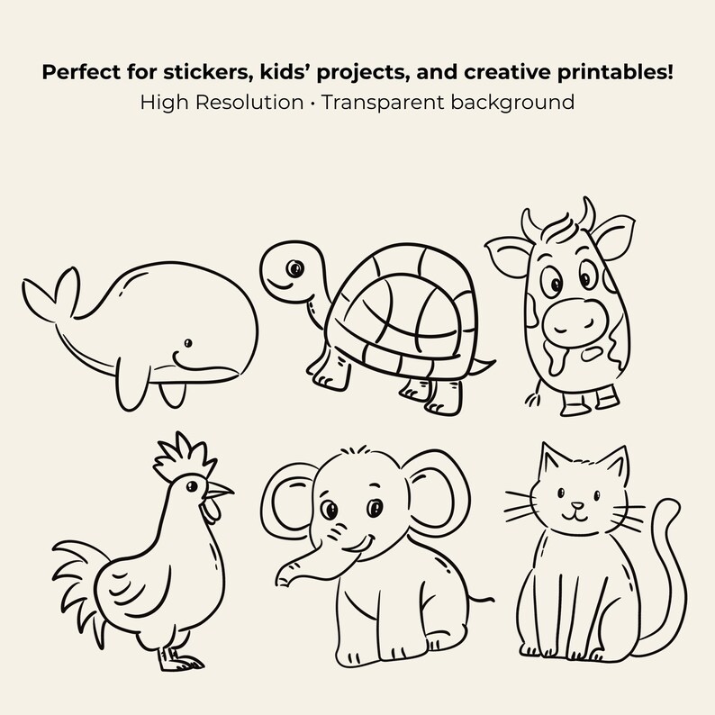 Hand-drawn Animal Doodle Cliparts | Commerical Use | PNG SVG PDF - Etsy