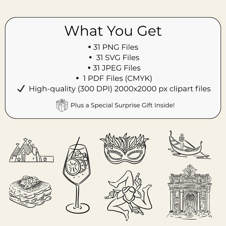 Hand-drawn Italy Clipart Set • Italian Landmarks & Food Illustrations ...