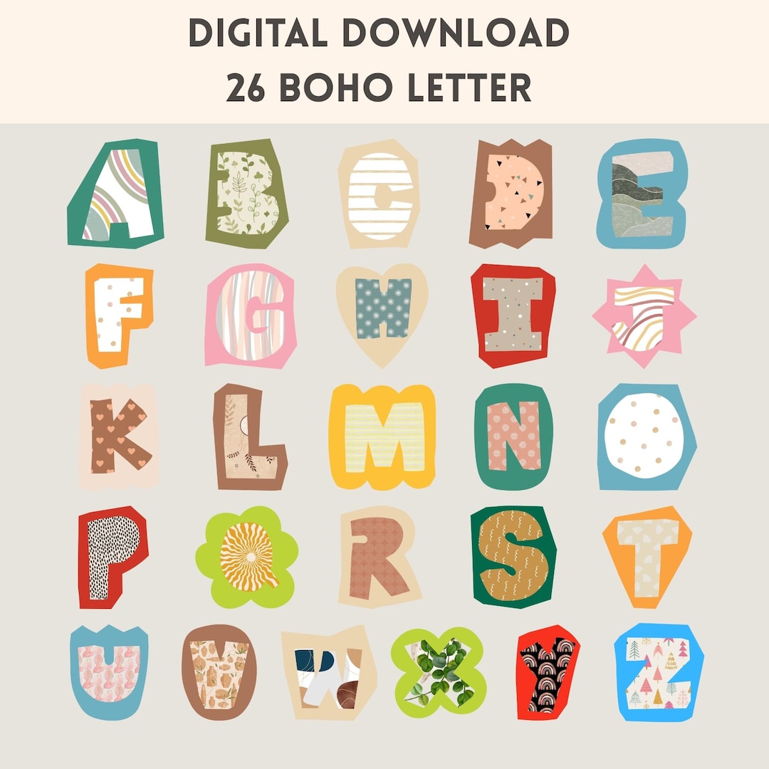 Boho Alphabet Letter PNG, High Quality Digital Boho Initials, Printable ...