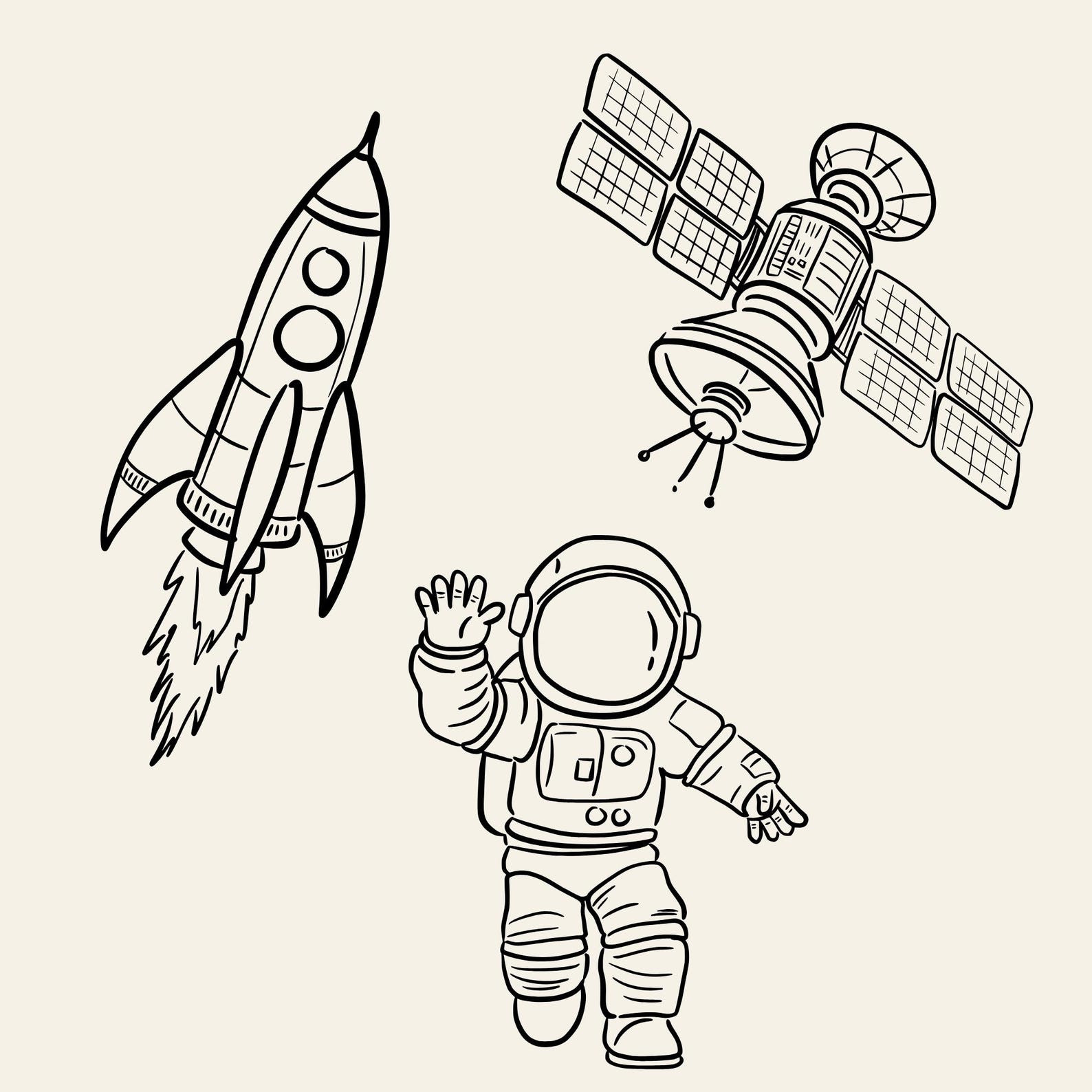 Hand Drawn Space Clipart Set | Planets Astronaut Rocket Illustrations ...