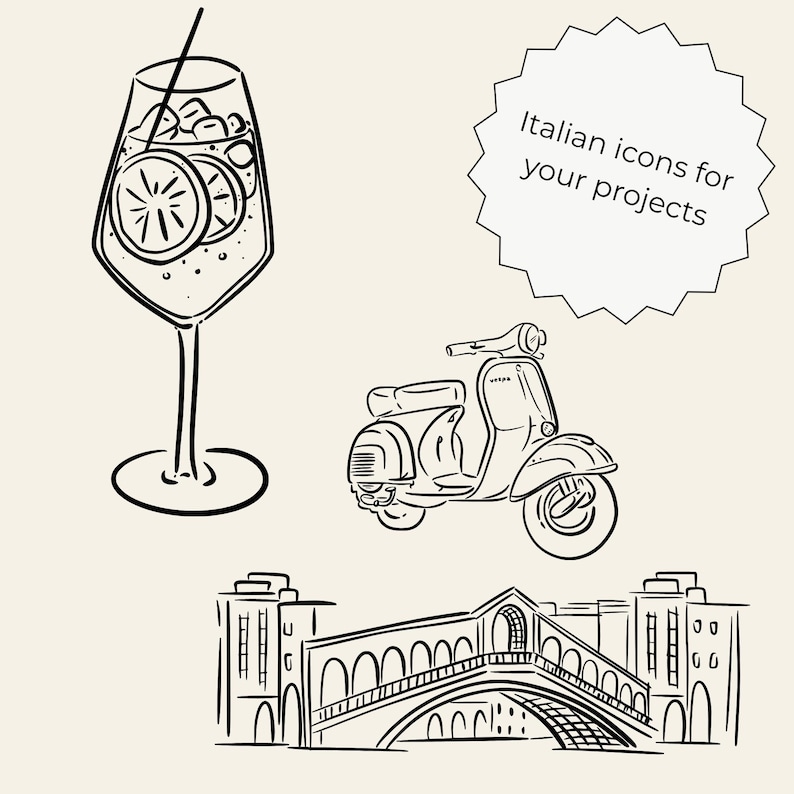 Hand-drawn Italy Clipart Set • Italian Landmarks & Food Illustrations ...
