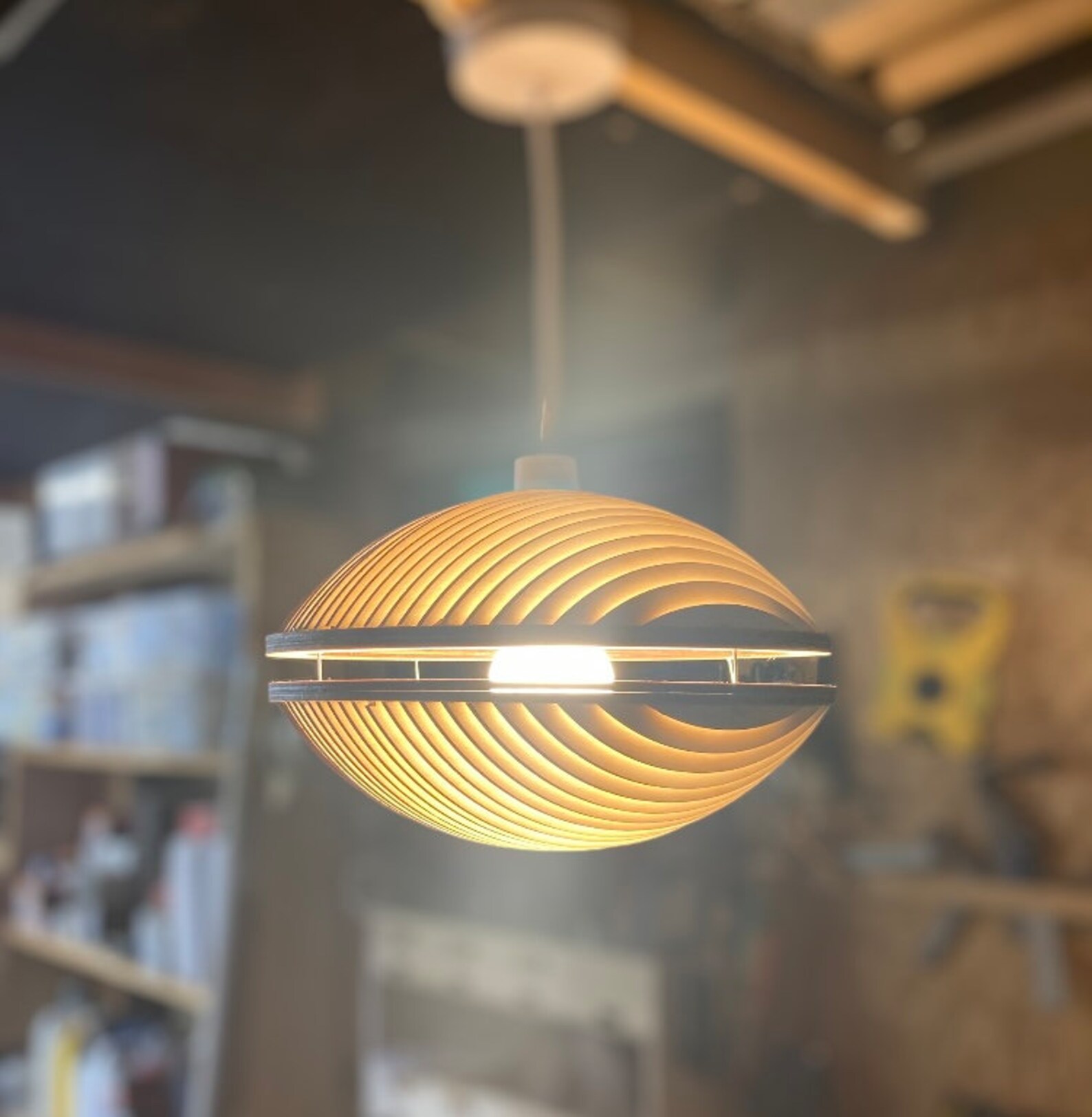 Wooden Floating Lamp Shade, Lampshade, Decorative Slatted Light ...