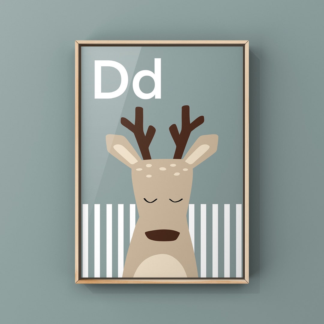Dd Deer Alphabet Print - Etsy