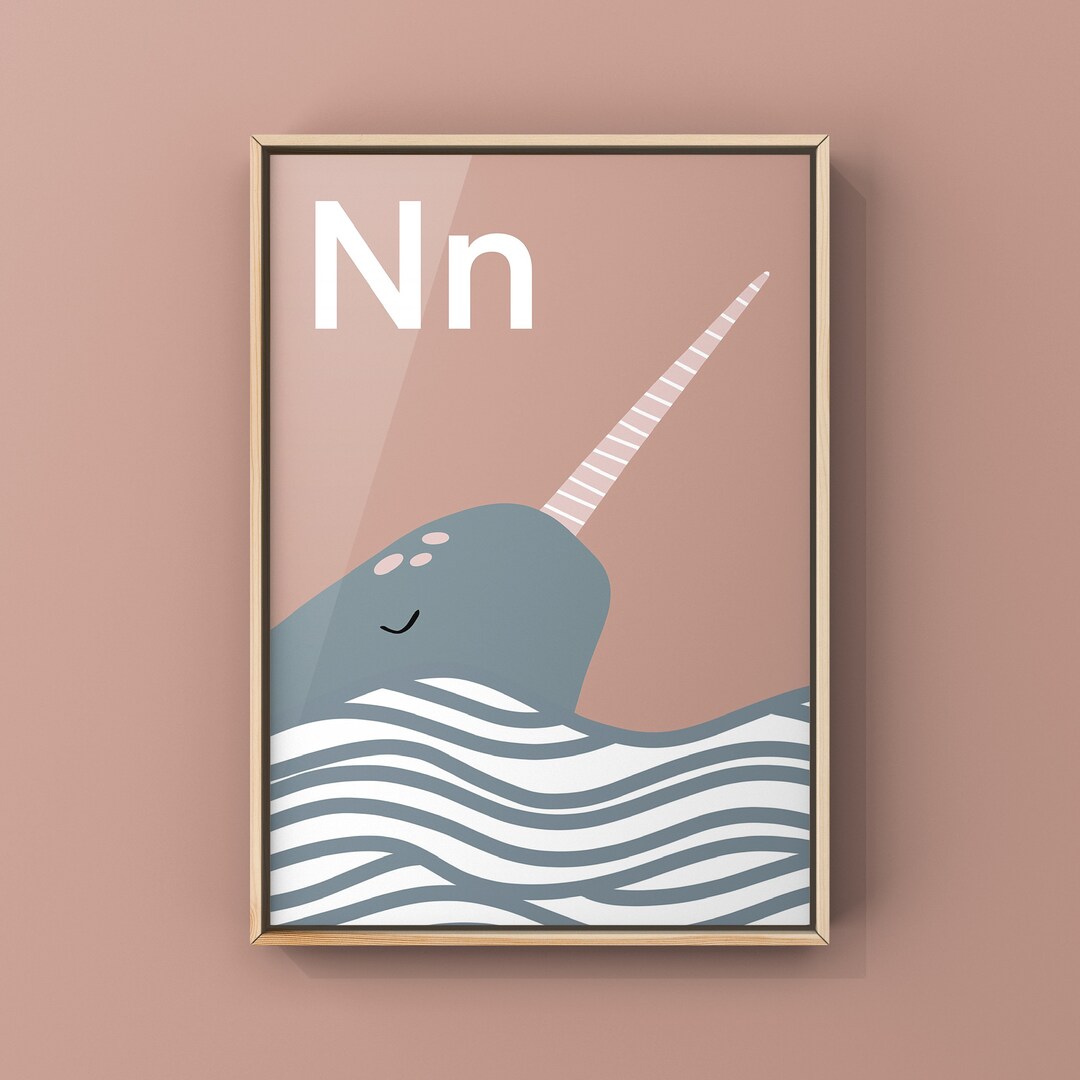Nn Narwhal Alphabet Print - Etsy