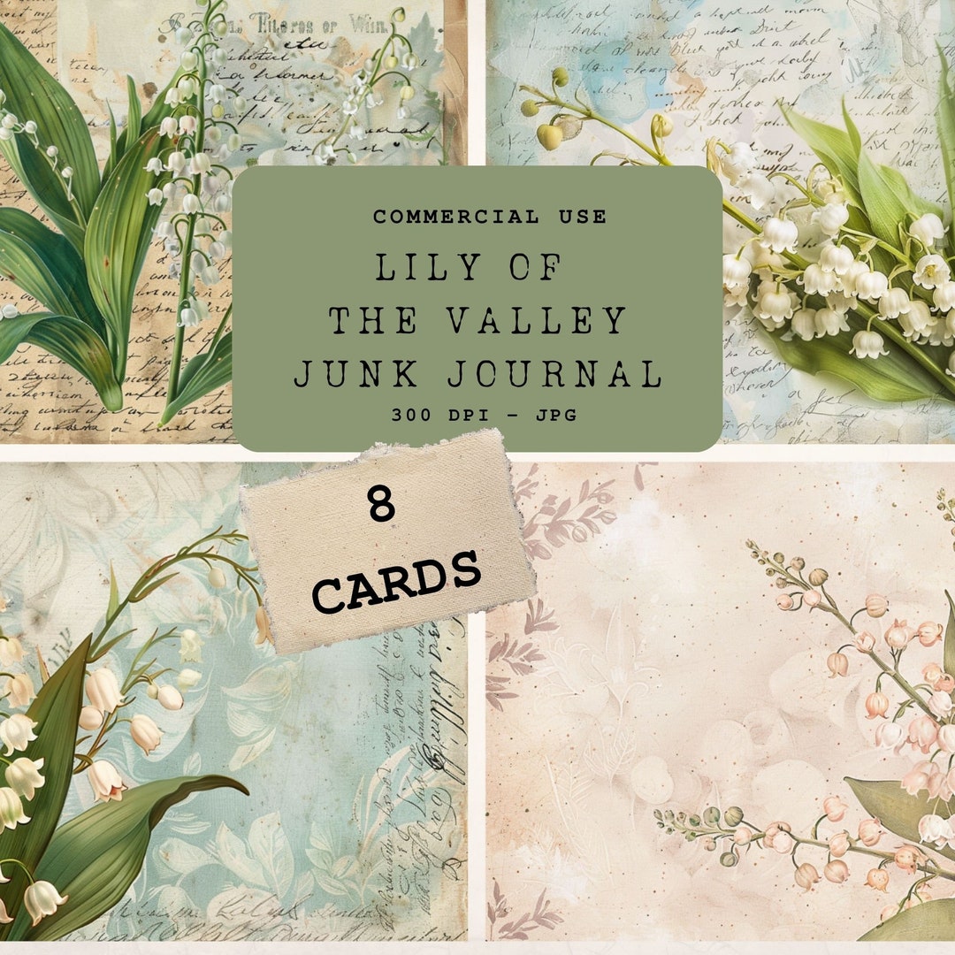 Lily of the Valley Journal Printable Cards 8 X Digital Scrapbook Paper ...