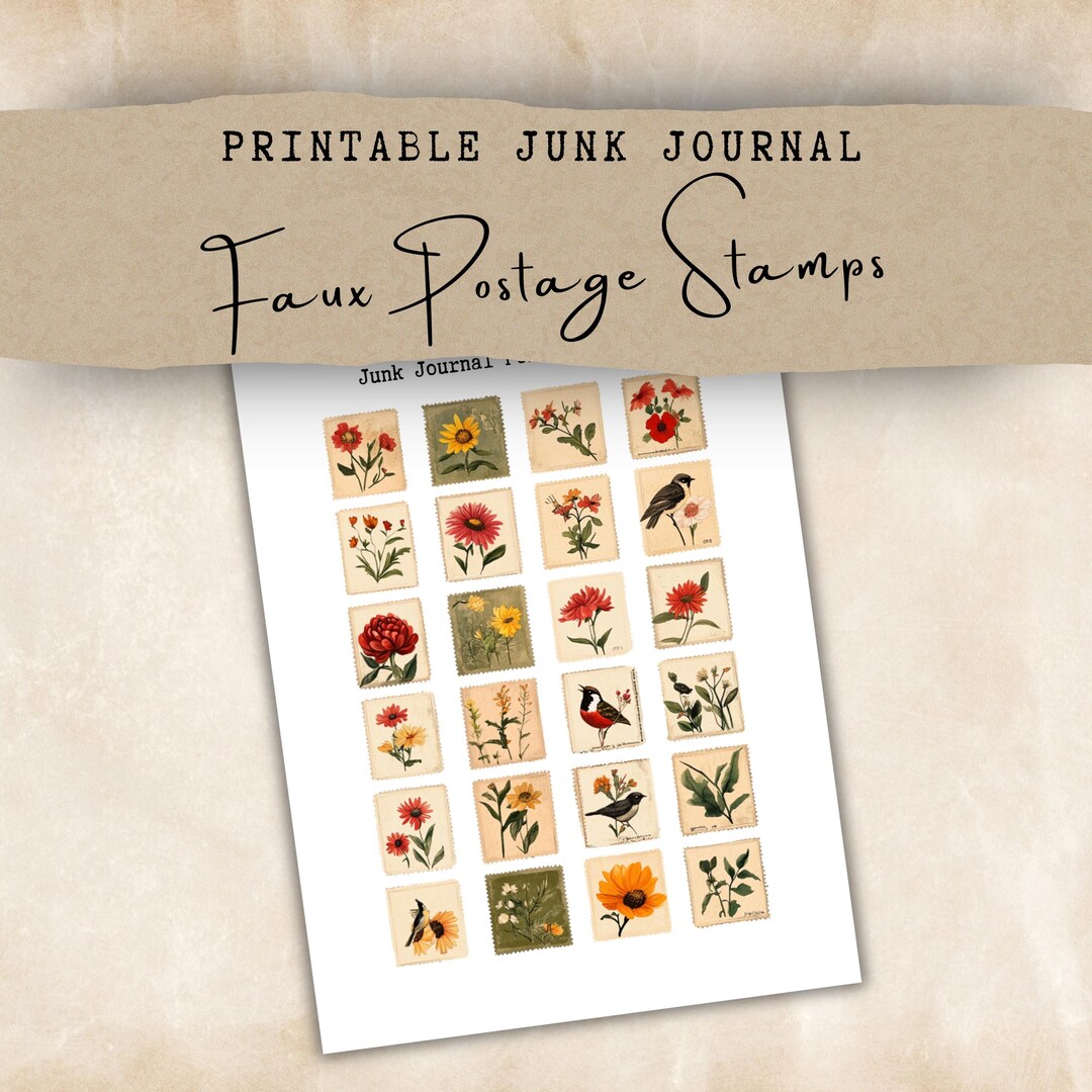 Printable Old Postage Mail Faux Stamps for Junk Journal & Scrapbook ...