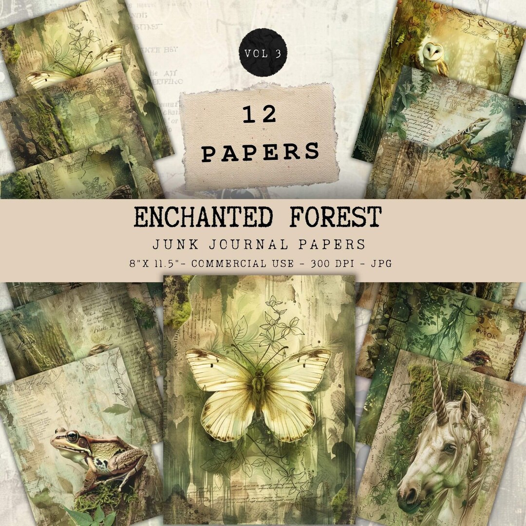 Enchanted Forest Woodlands Junk Journal Printable Paper Woodland ...
