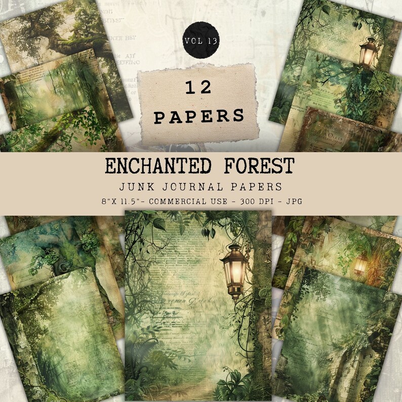Enchanted Forest Animals and Plants Junk Journal Printable Paper ...