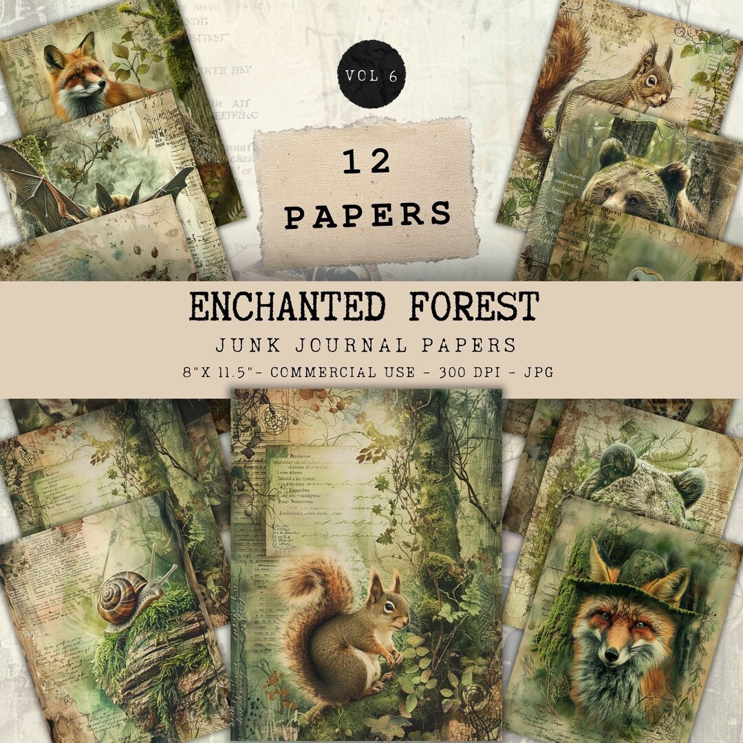 Fairy Enchanted Forest Papers Junk Journal Woodlands Nature - 12 X ...