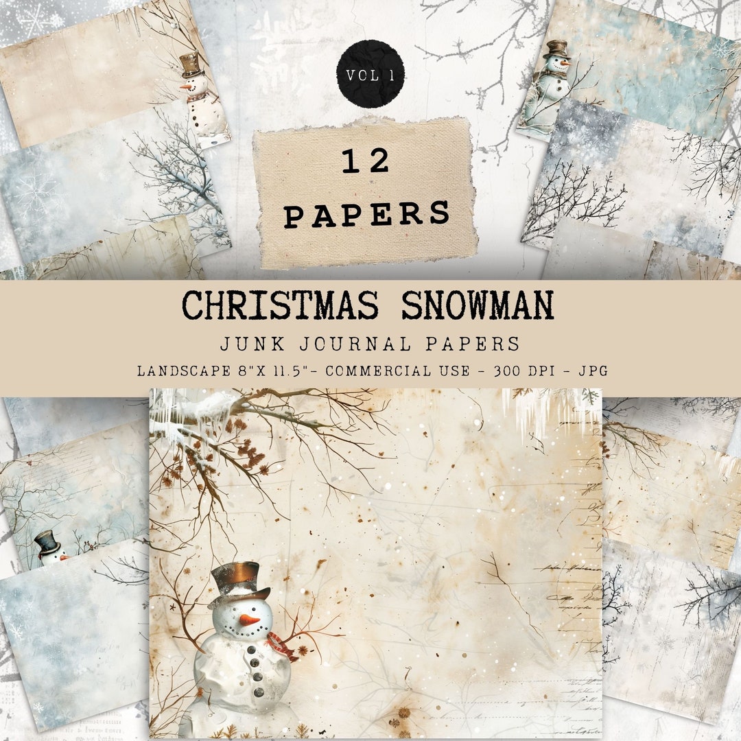 Junk Journal Winter Wonderland Snowman 12 X Double Page Lay-out ...