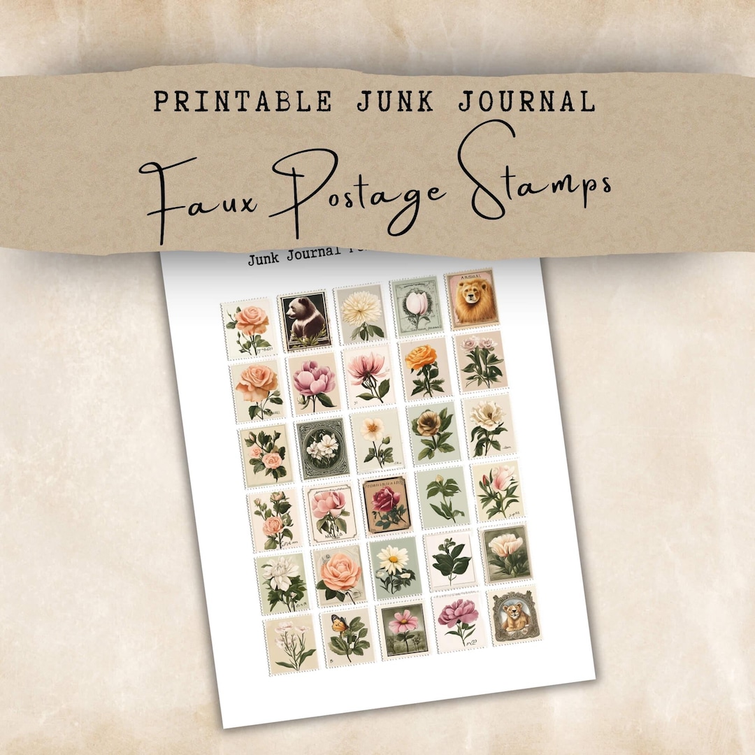 Printable Old Postage Mail Faux Stamps for Junk Journal & Scrapbook ...