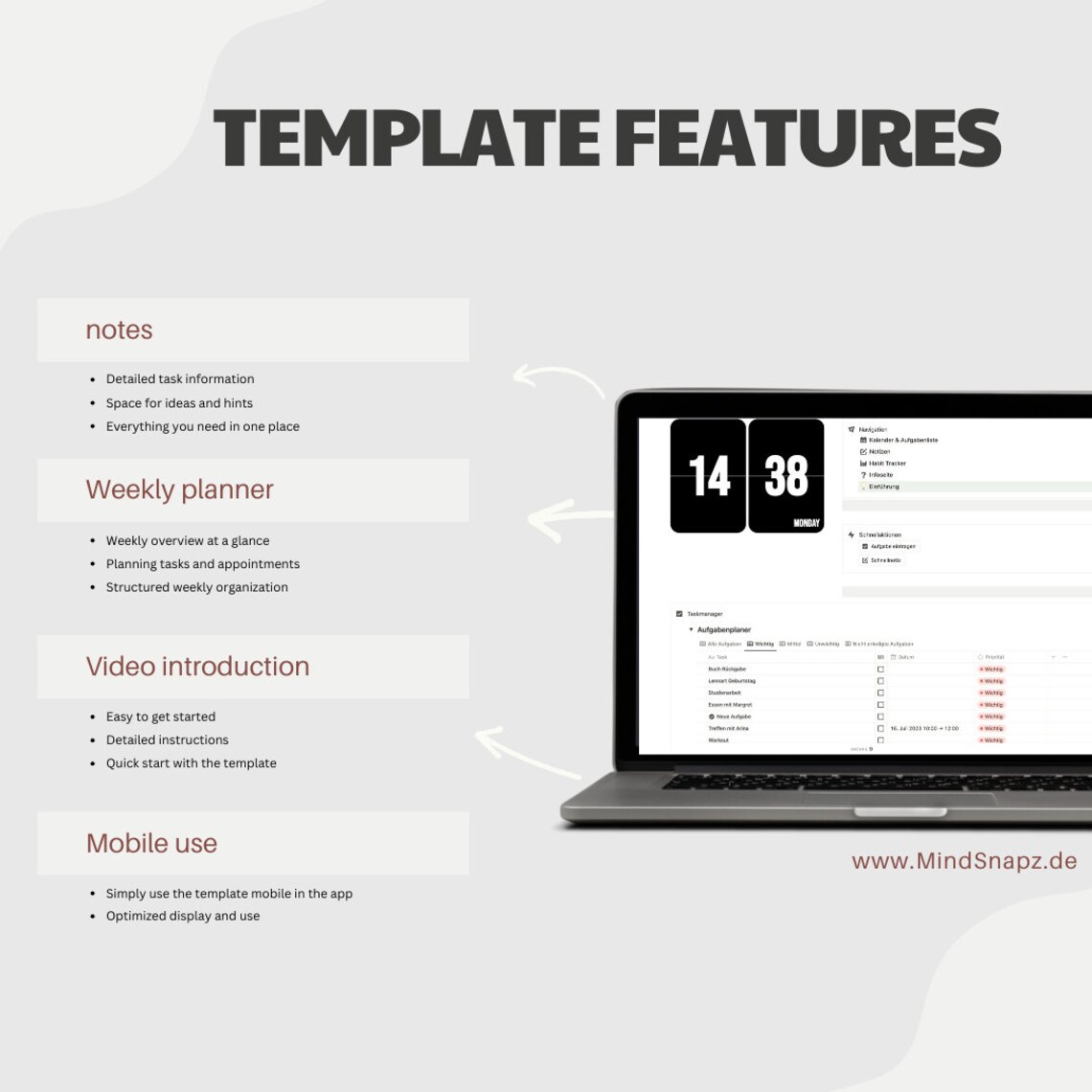 Notion Weekly Planner Template Digital Download for Efficient ...