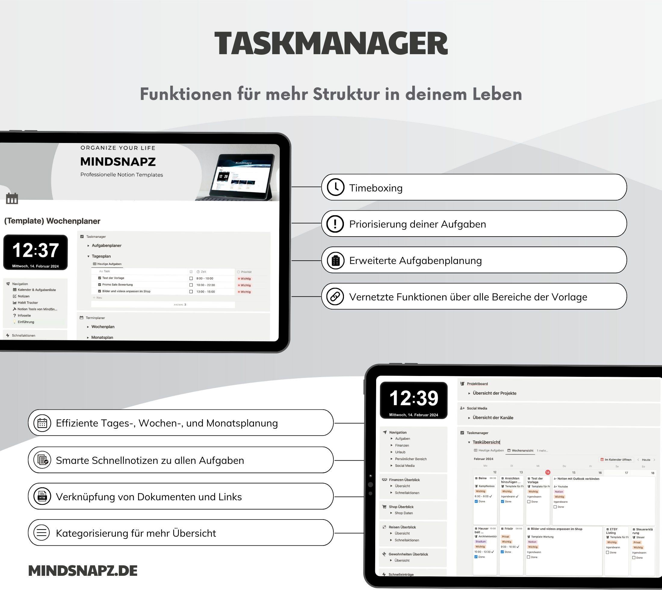 Notion Life Planner / Notion Second Brain German / Notion Organizer ...