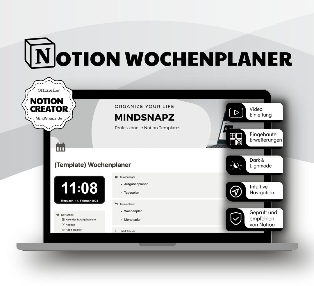Notion Weekly Planner / Notion Planner / Notion Template German ...
