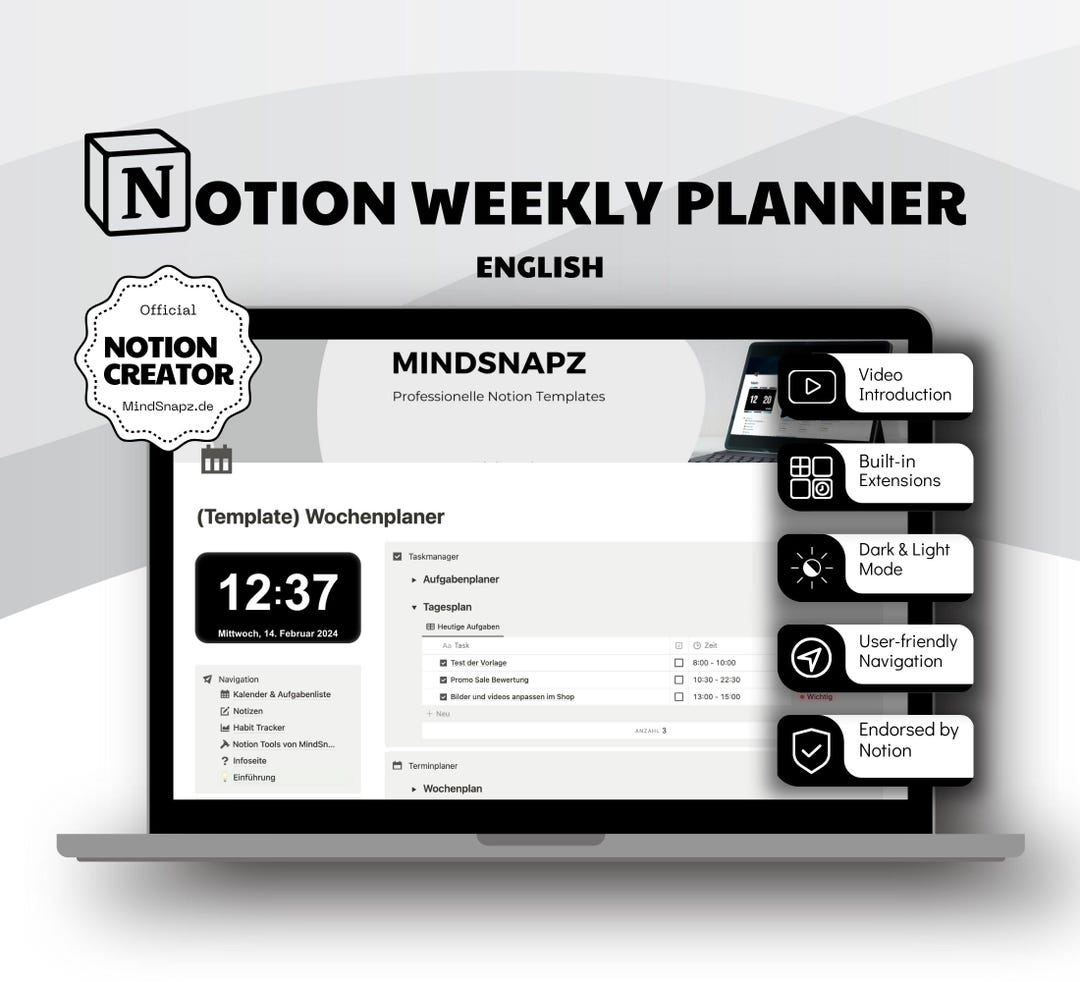 Notion Weekly Planner Template - Digital Download for Efficient ...