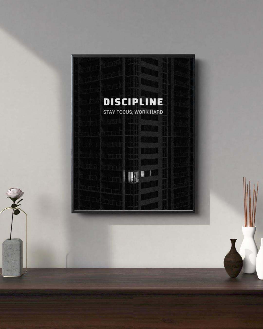 Discipline Motivational Wall Art Focus & Work Hard Print - Etsy