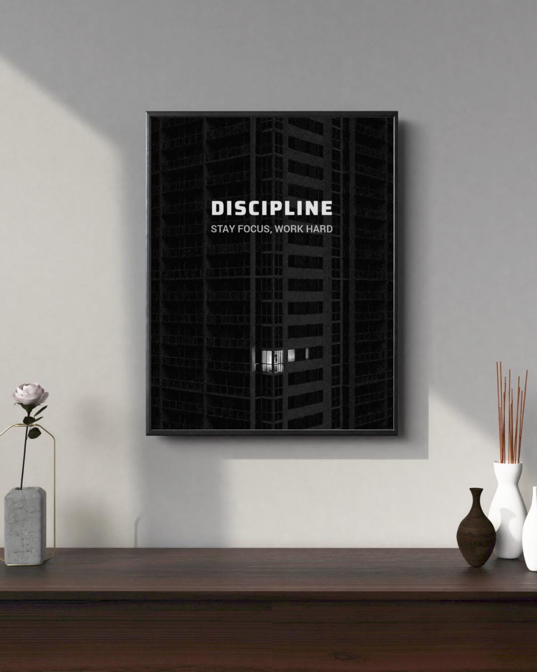 Discipline Motivational Wall Art Focus & Work Hard Print - Etsy