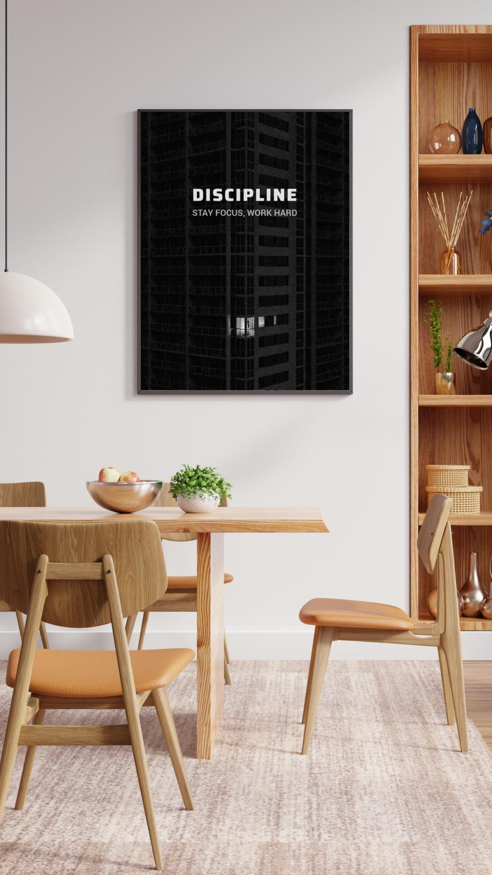 Discipline Motivational Wall Art Focus & Work Hard Print - Etsy