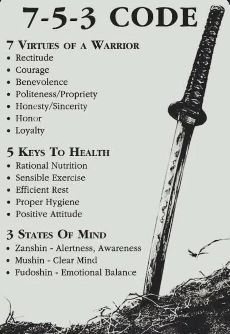 7-5-3 Code Samurai Poster - Warrior Virtues, Health, and Mindset Wall ...