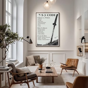 7-5-3 Code Samurai Poster - Warrior Virtues, Health, and Mindset Wall ...