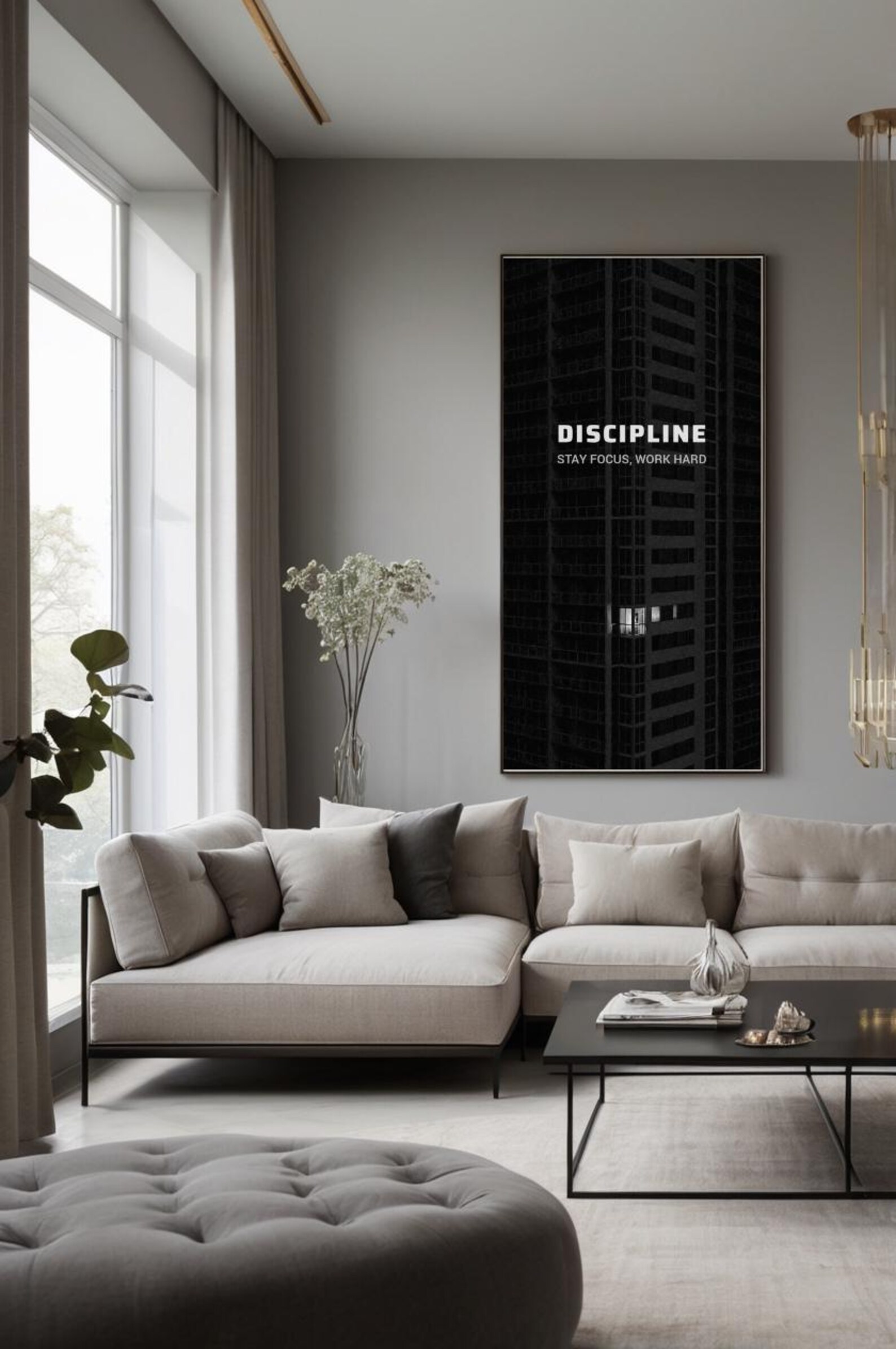 Discipline Motivational Wall Art Focus & Work Hard Print - Etsy