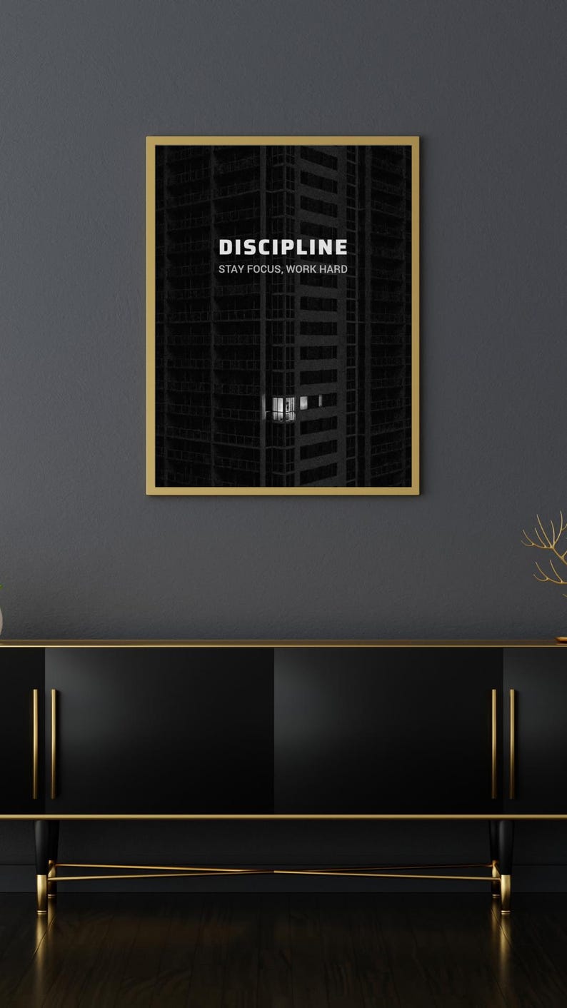 Discipline Motivational Wall Art Focus & Work Hard Print - Etsy