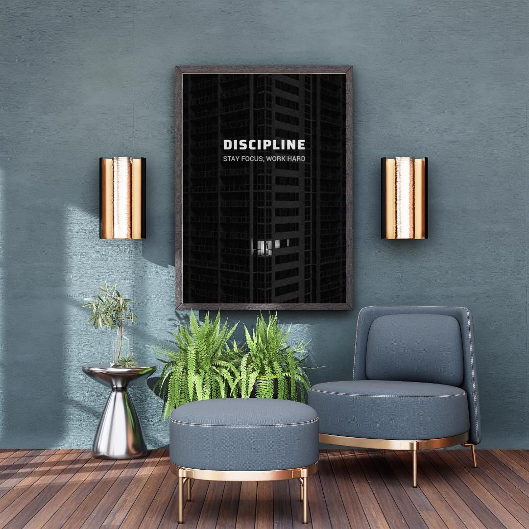 Discipline Motivational Wall Art Focus & Work Hard Print - Etsy