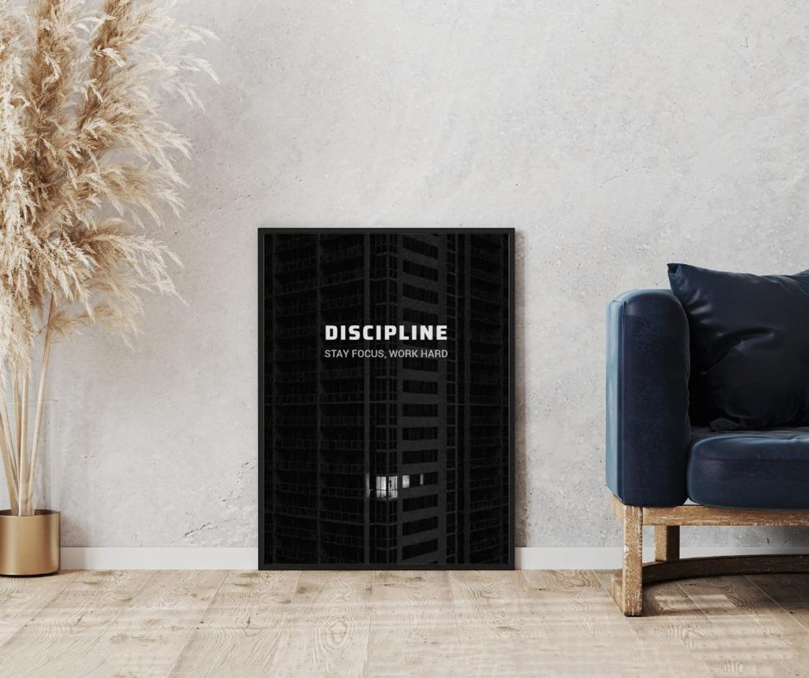 Discipline Motivational Wall Art Focus & Work Hard Print - Etsy