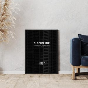 Discipline Motivational Wall Art Focus & Work Hard Print - Etsy