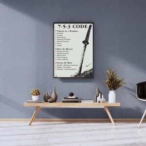 7-5-3 Code Samurai Poster - Warrior Virtues, Health, and Mindset Wall ...