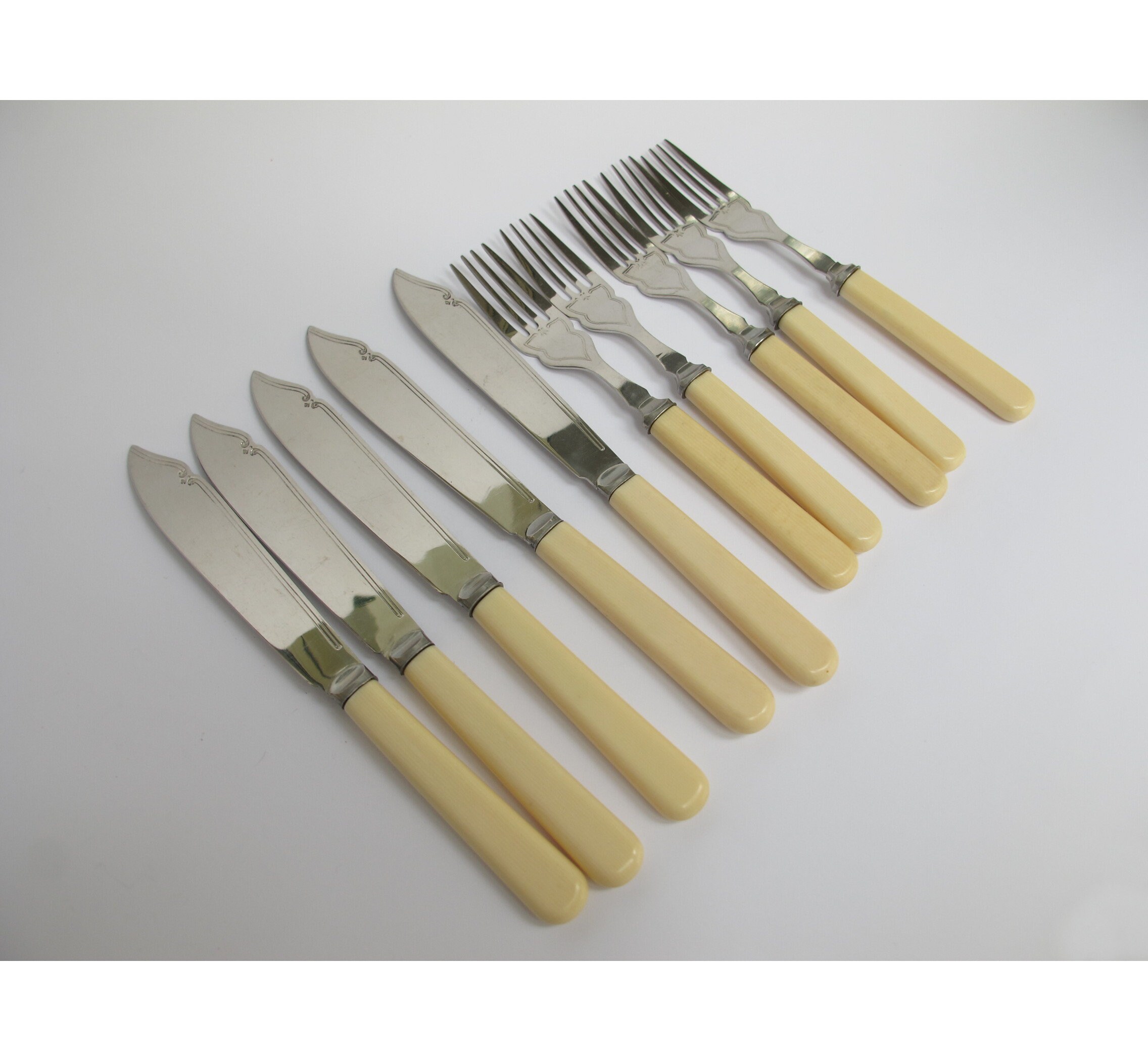 Firth Staybrite 1950s Vintage Set of 5 Pairs Knives and Forks Engraved ...