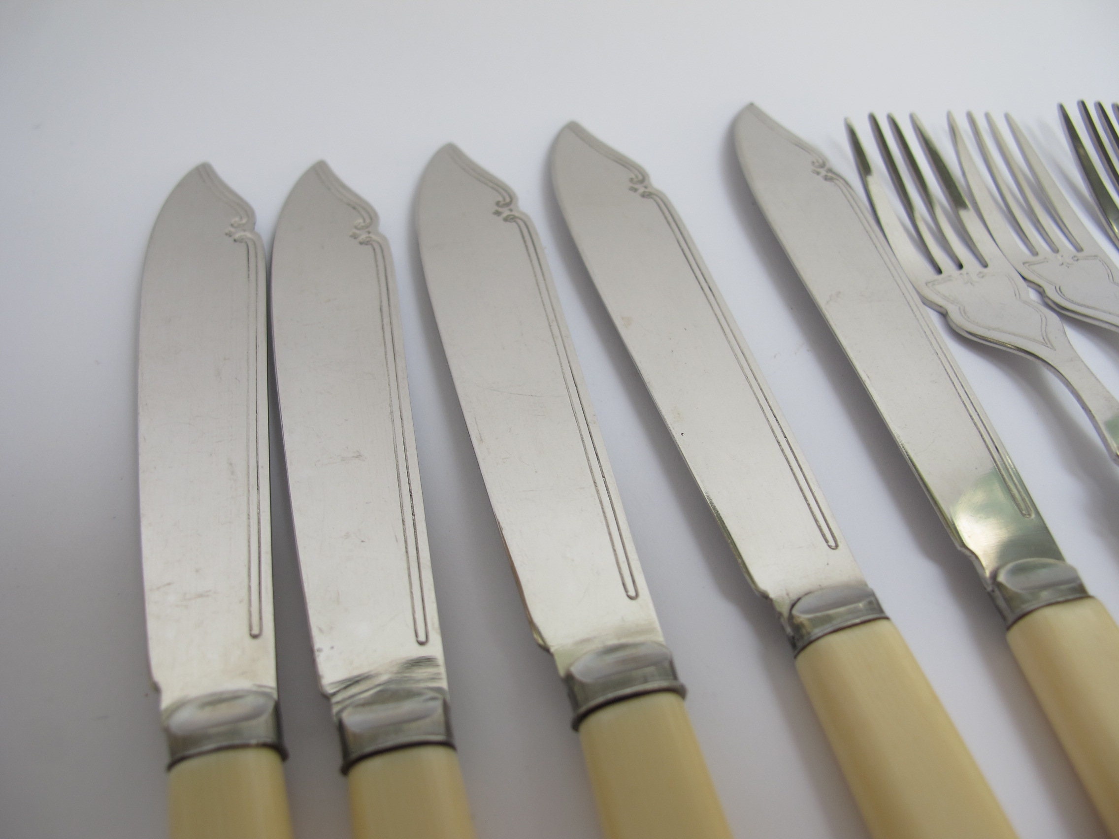 Firth Staybrite 1950s Vintage Set of 5 Pairs Knives and Forks Engraved ...